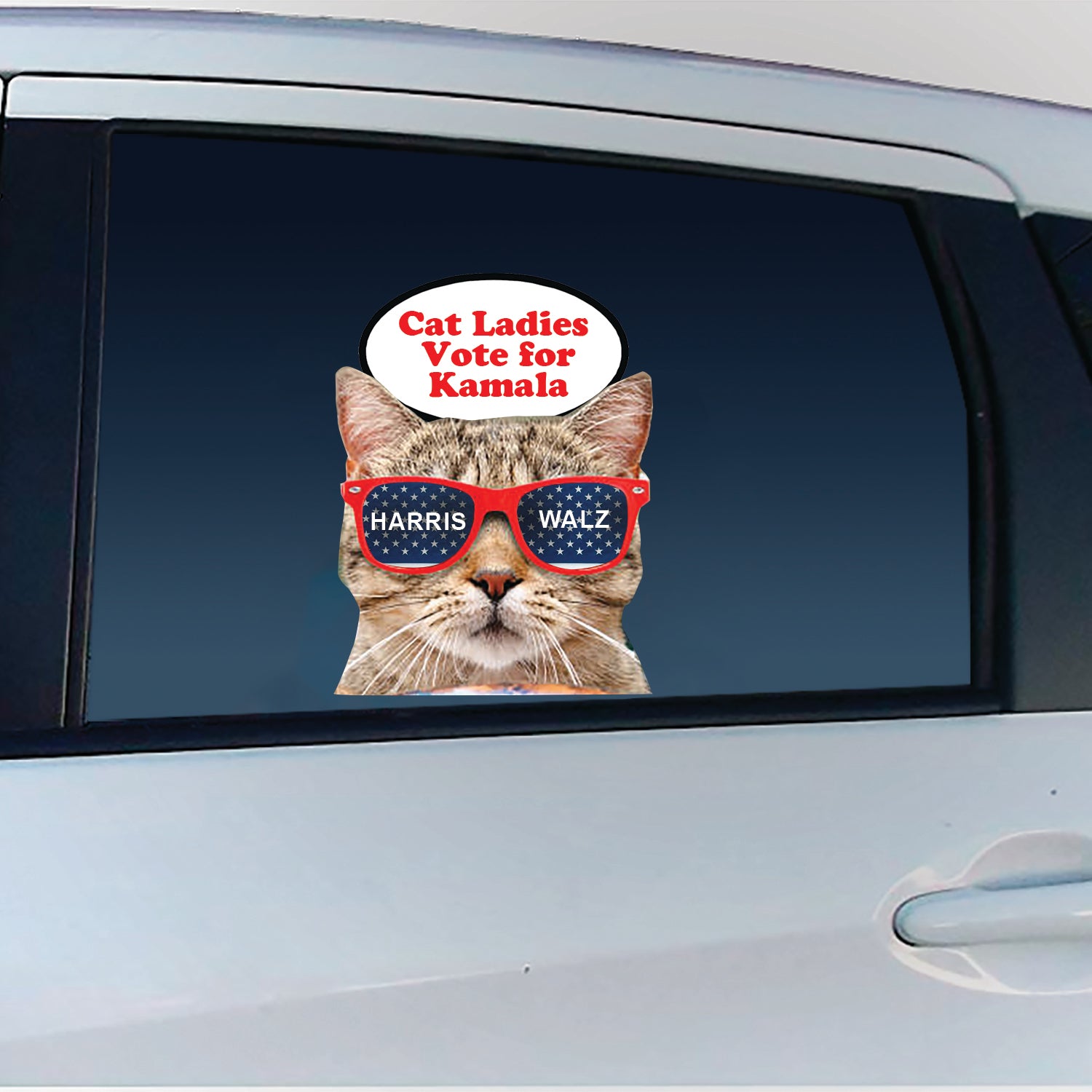 Cat Ladies Vote Kamala One Way Car Window Mesh Decal (Cat Wearing Sung – Aahs Enterprises