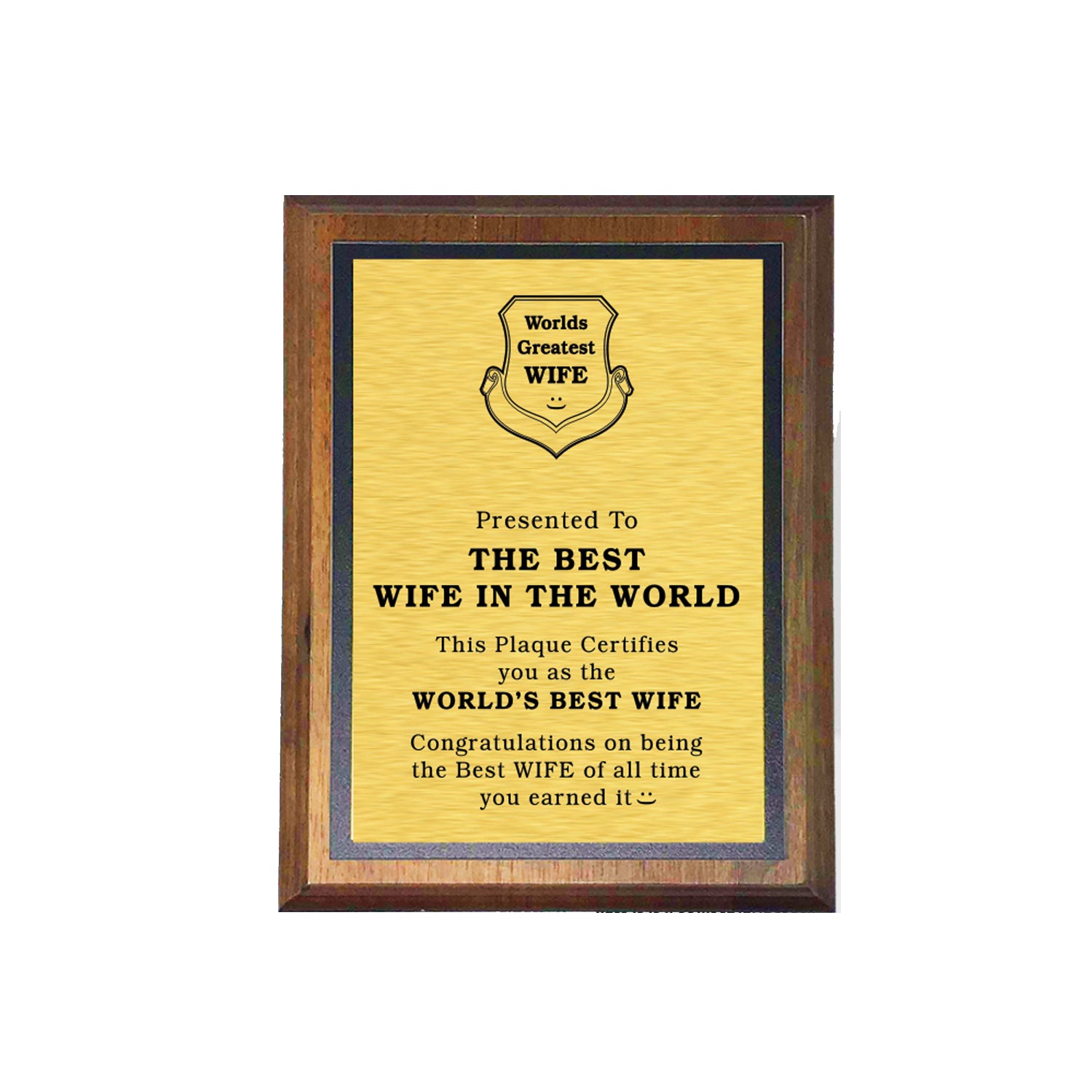 "The Best Wife In The World", "World's Best Wife" Gold Wooden Plaque 9 ...